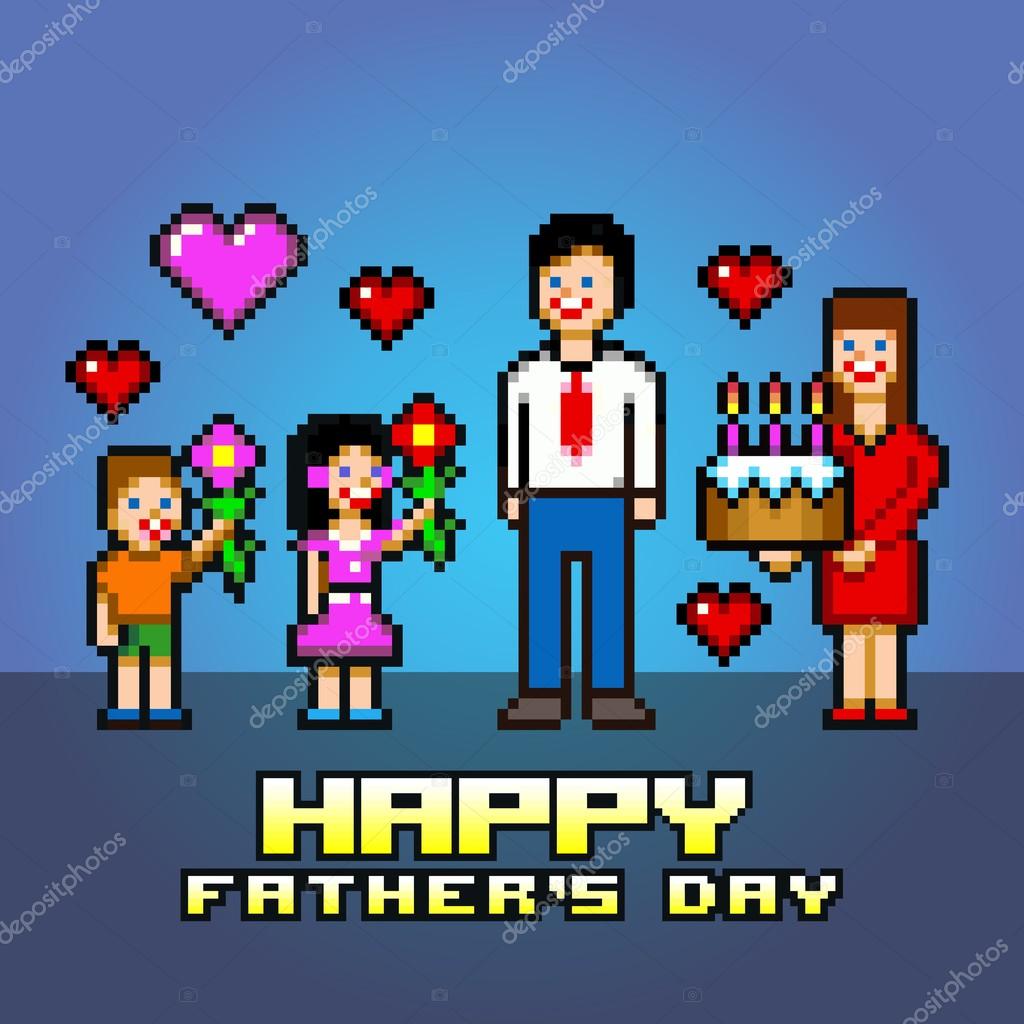 Happy fathers day pixel art style vector illustration Stock Vector by ...
