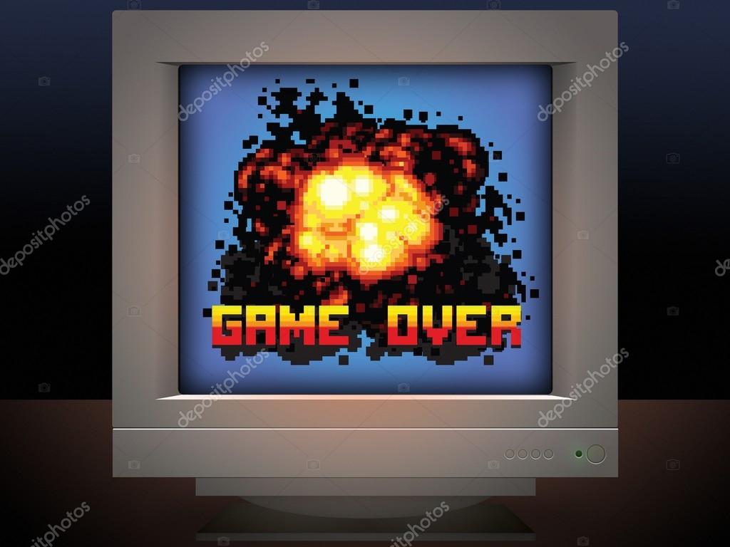 Game over explosion retro video game illustration — Stock Photo ...