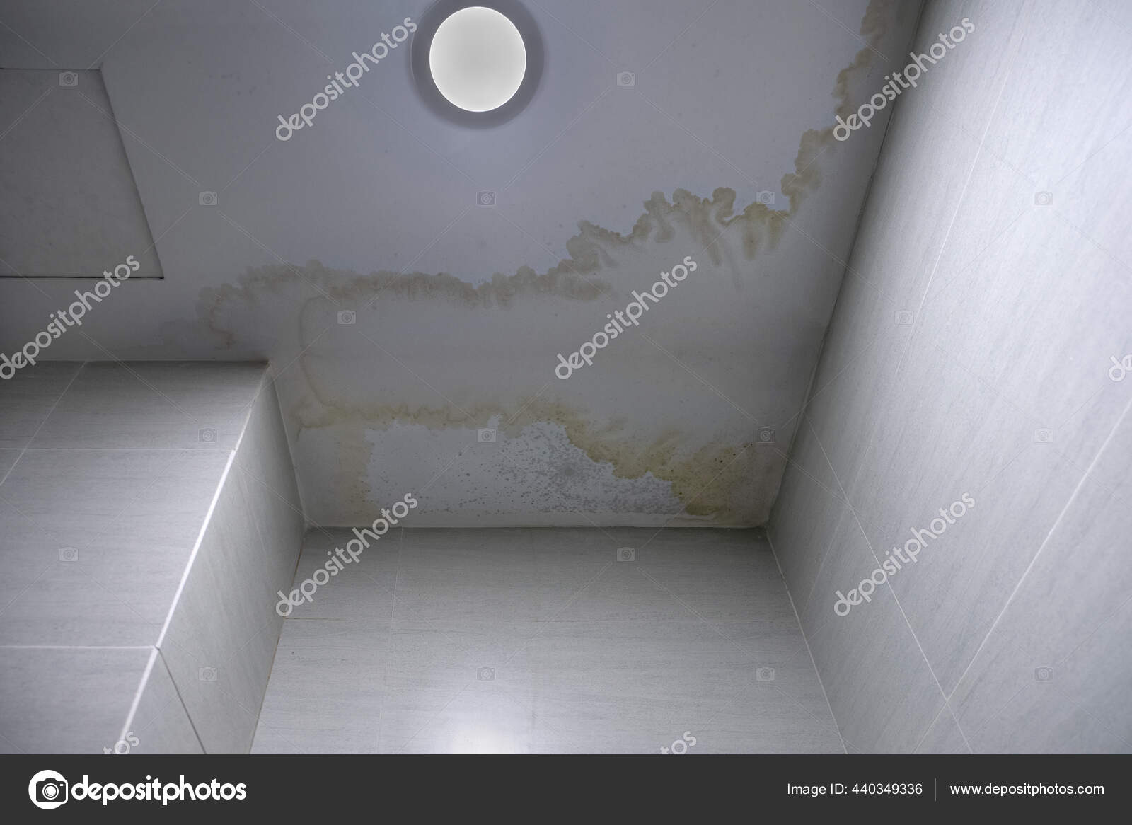 Techo Con Fugas Dañado Techo Manchas Moho Techo Debido Inundaciones ...