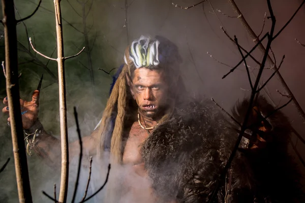 Muscular man with dreadlocks werewolf on a colorful background. — Stock ...
