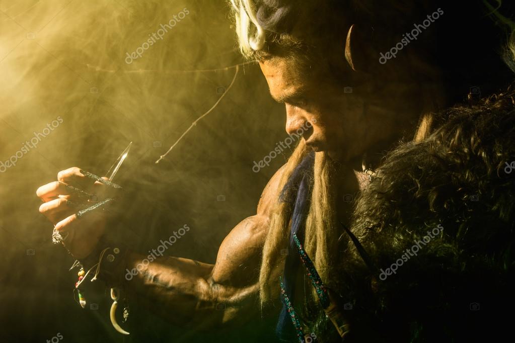 Strong werewolf, demon among the trees in the fog. — Stock Photo ...