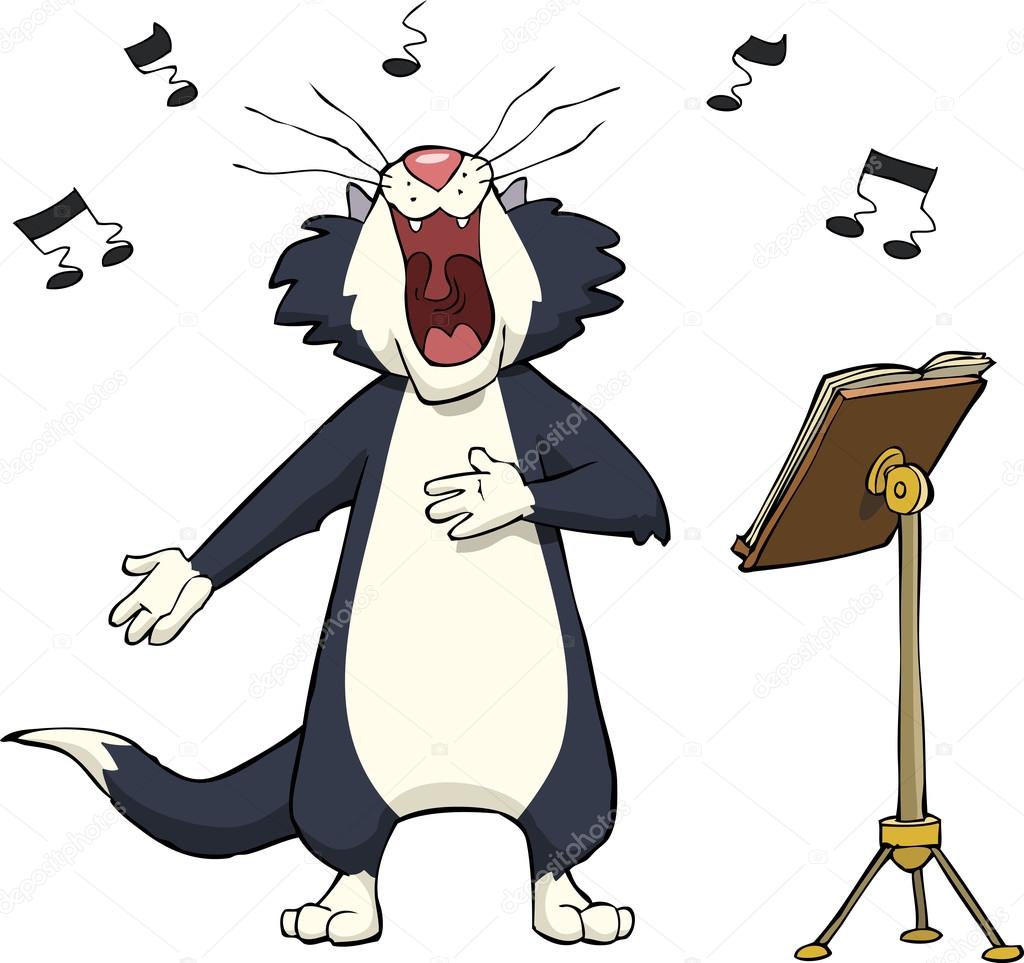 Singing cat — Stock Vector © dedMazay #61965181
