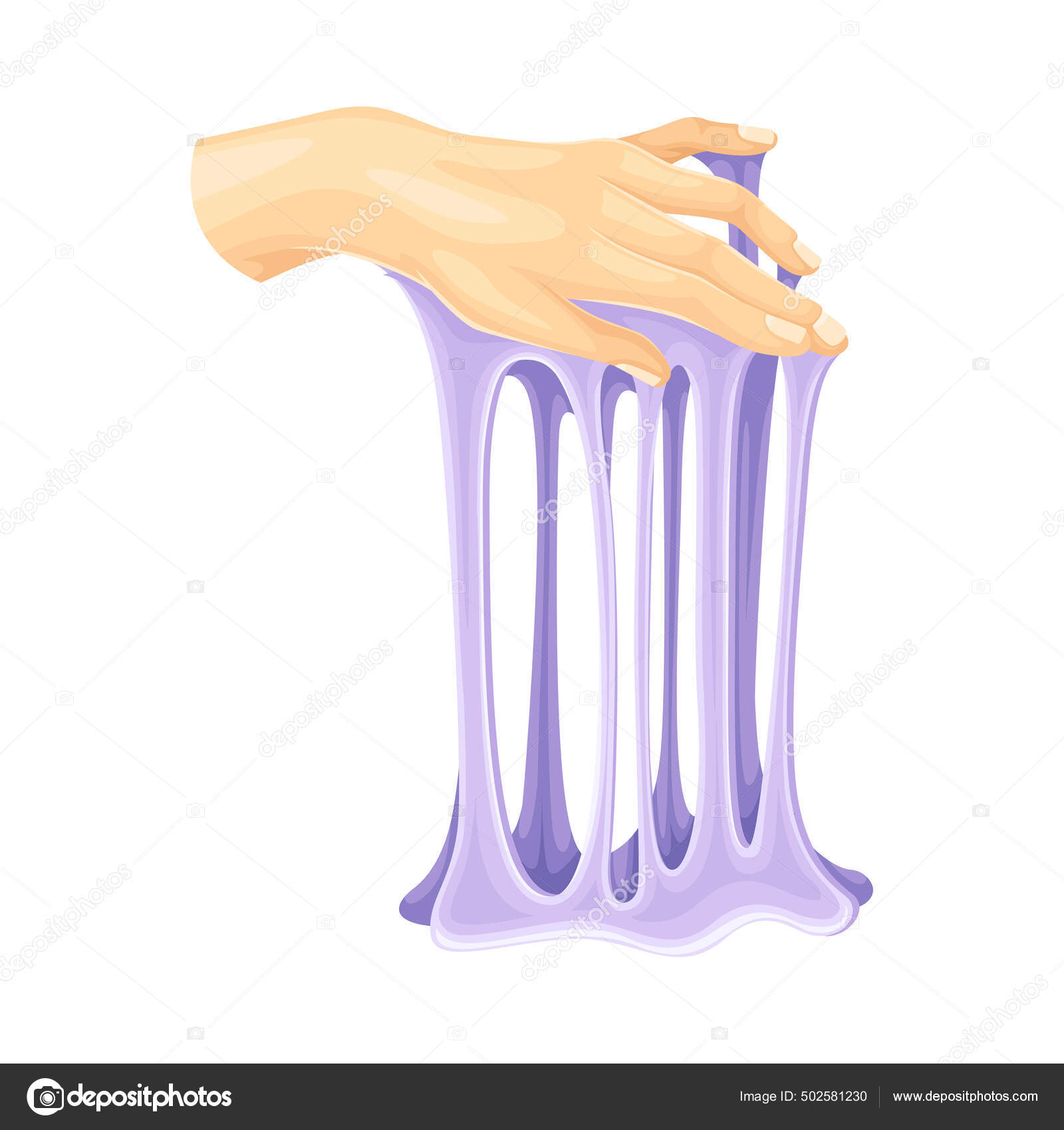 Human Hand with Purple Slime as Viscous Colorful Toy Vector ...