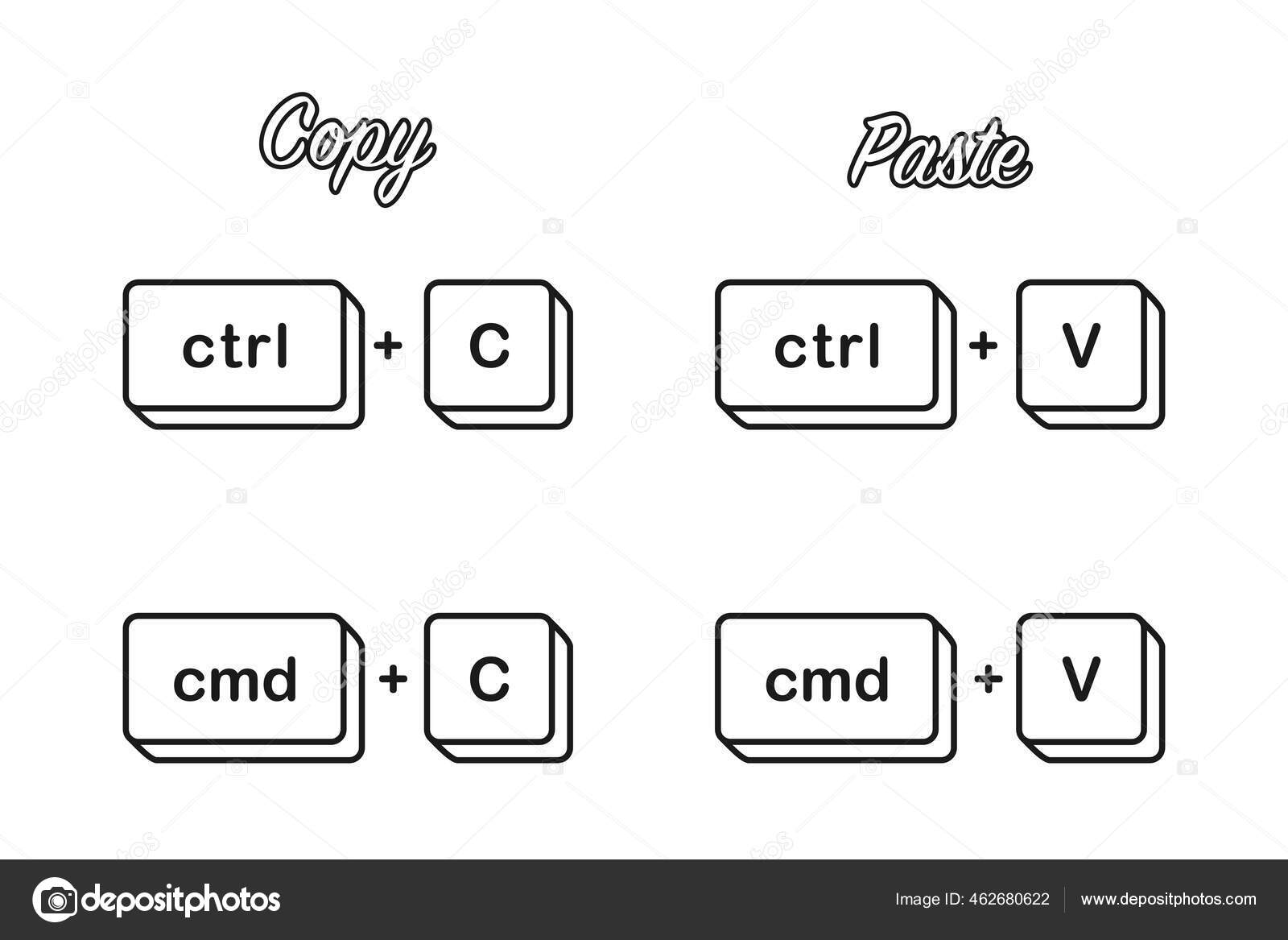 Ctrl Cmd Shortcut Keys Copy Paste Keyboard Keys Concept Vector Stock ...