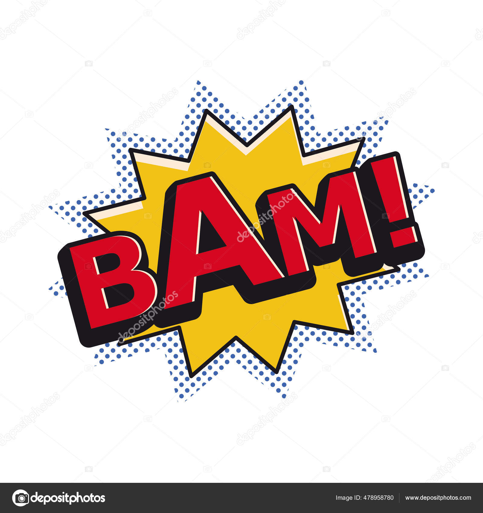 Bam Word Action Explosion Label Comic Effect Vector Icon Stock Vector ...