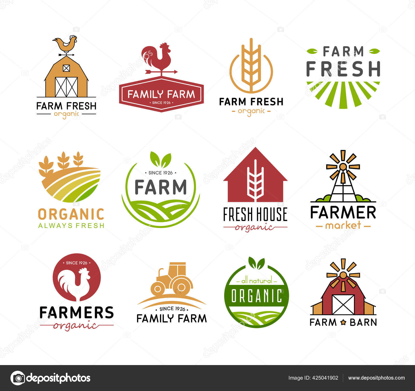 Logo pertanian ikon vektor ilustrasi, logotype datar atau desain ...