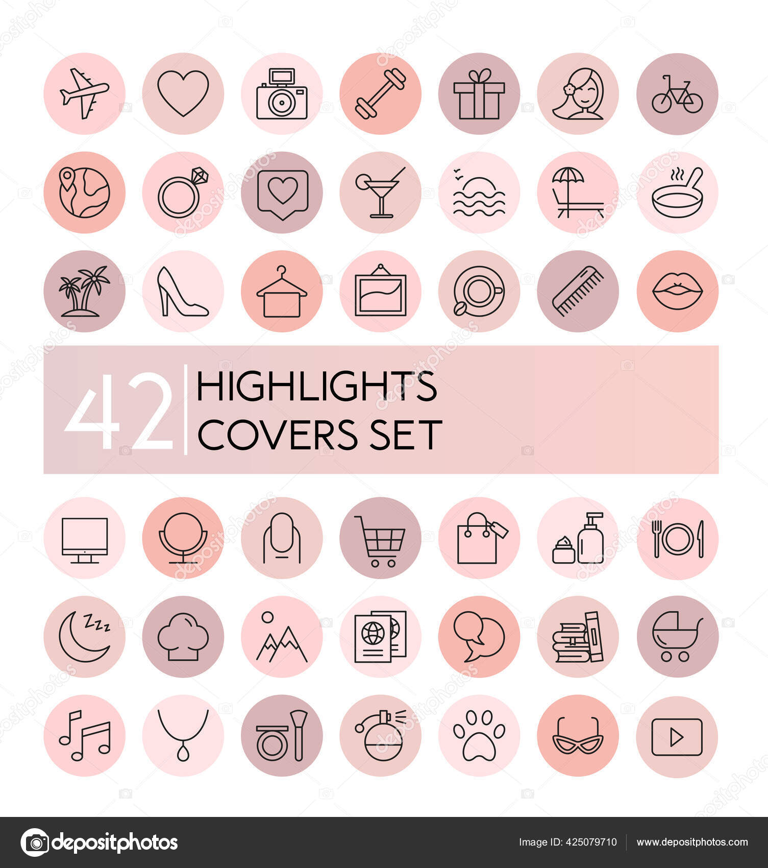 Highlight vector illustration icons set. Social media collection of ...