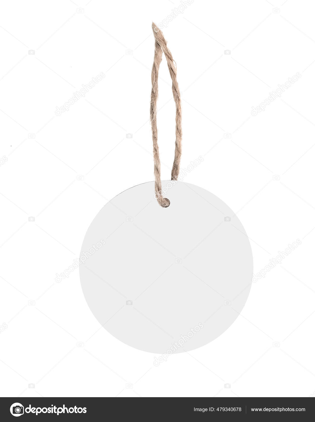 Round blank cardboard label or price tag with thin rope Stock ...