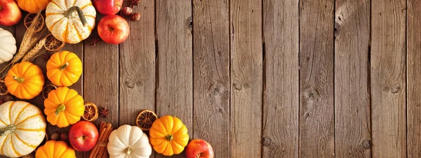 Fall Corner Border Rustic Dark Wood Banner Background Top View Stock ...