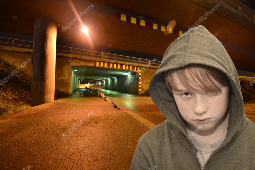 Young hooligan at night — Stock Photo © Ruletkka #68088709