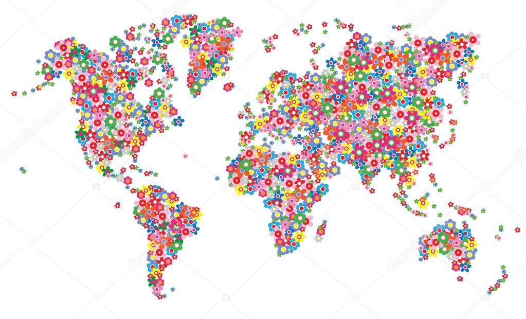 world map flowers — Stock Vector © popocorn #106744580