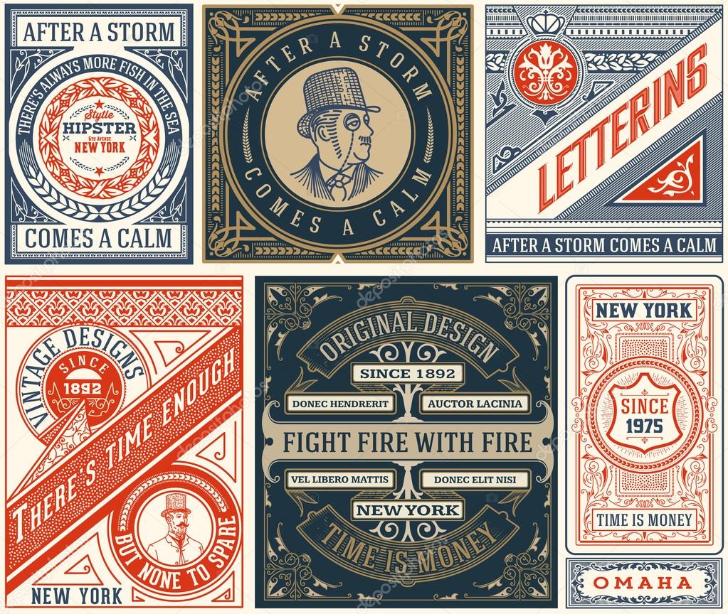 6 Old designs set. Elements organized by layers ⬇ Vector Image by ...