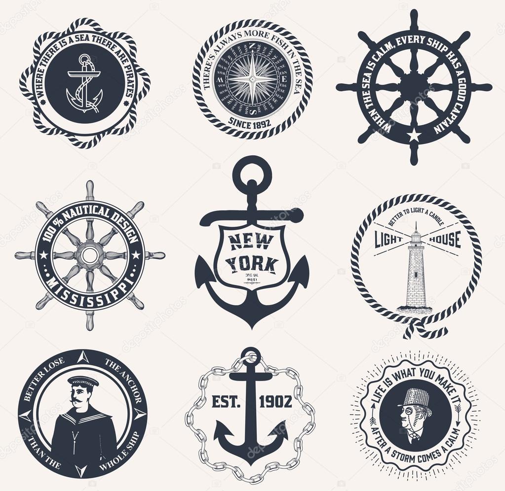 Set of vintage nautical labels — Stock Vector © roverto007 #57022383