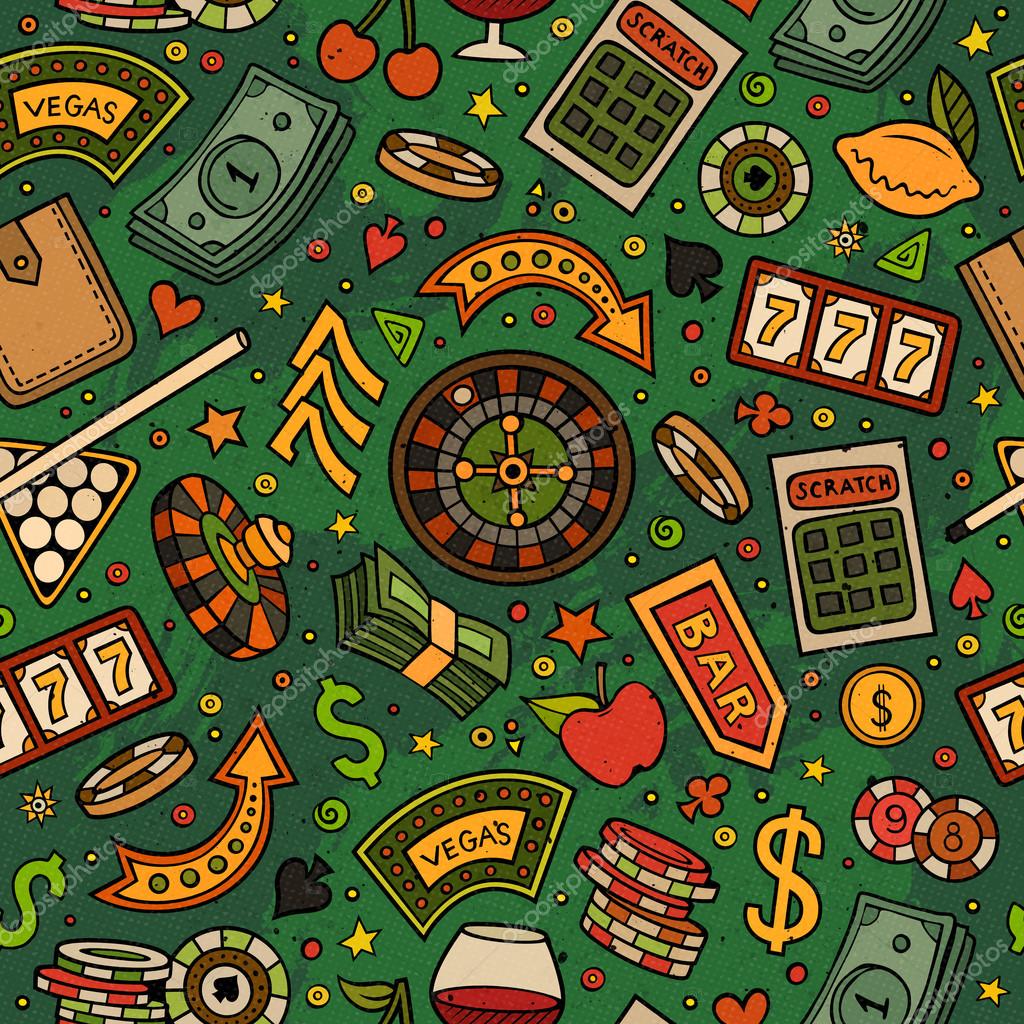 Cartoon hand-drawn casino, games seamless pattern Stock Vector Image by ...