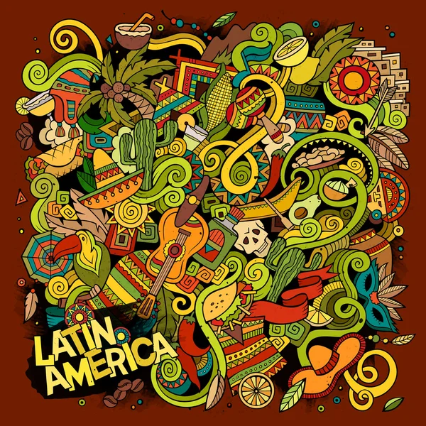 Cartoon hand-drawn Doodles on the subject of Latin America Stock Vector ...