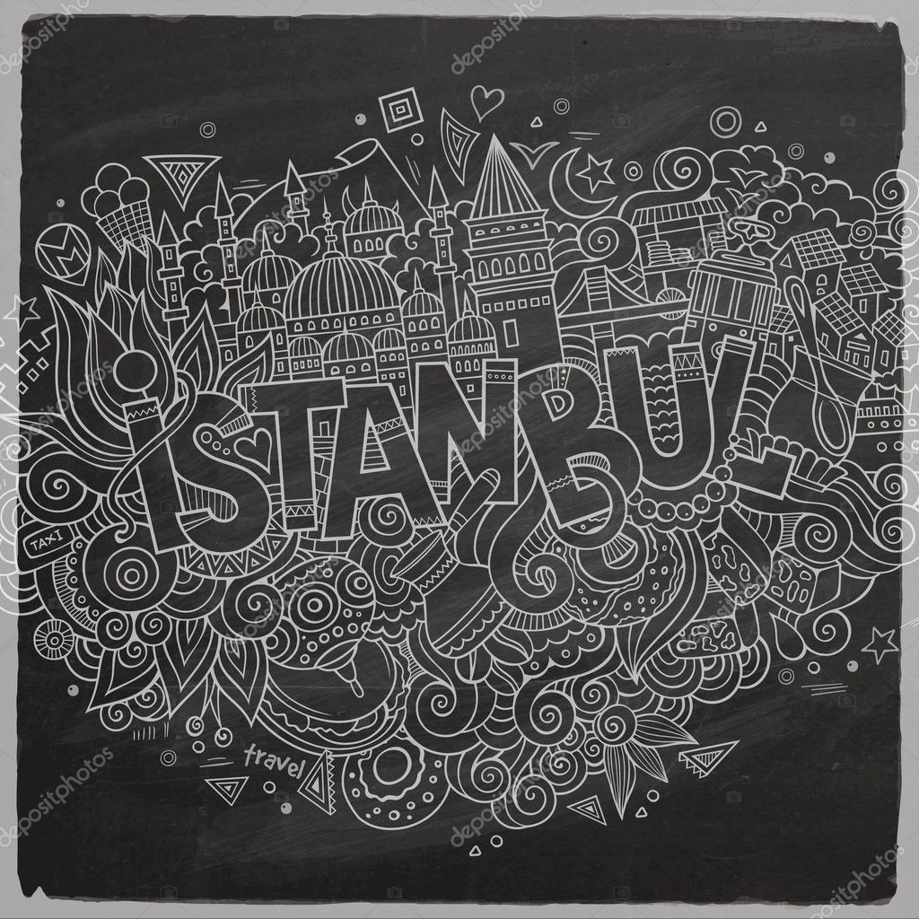 Istanbul city hand lettering and doodles elements Stock Vector by ...