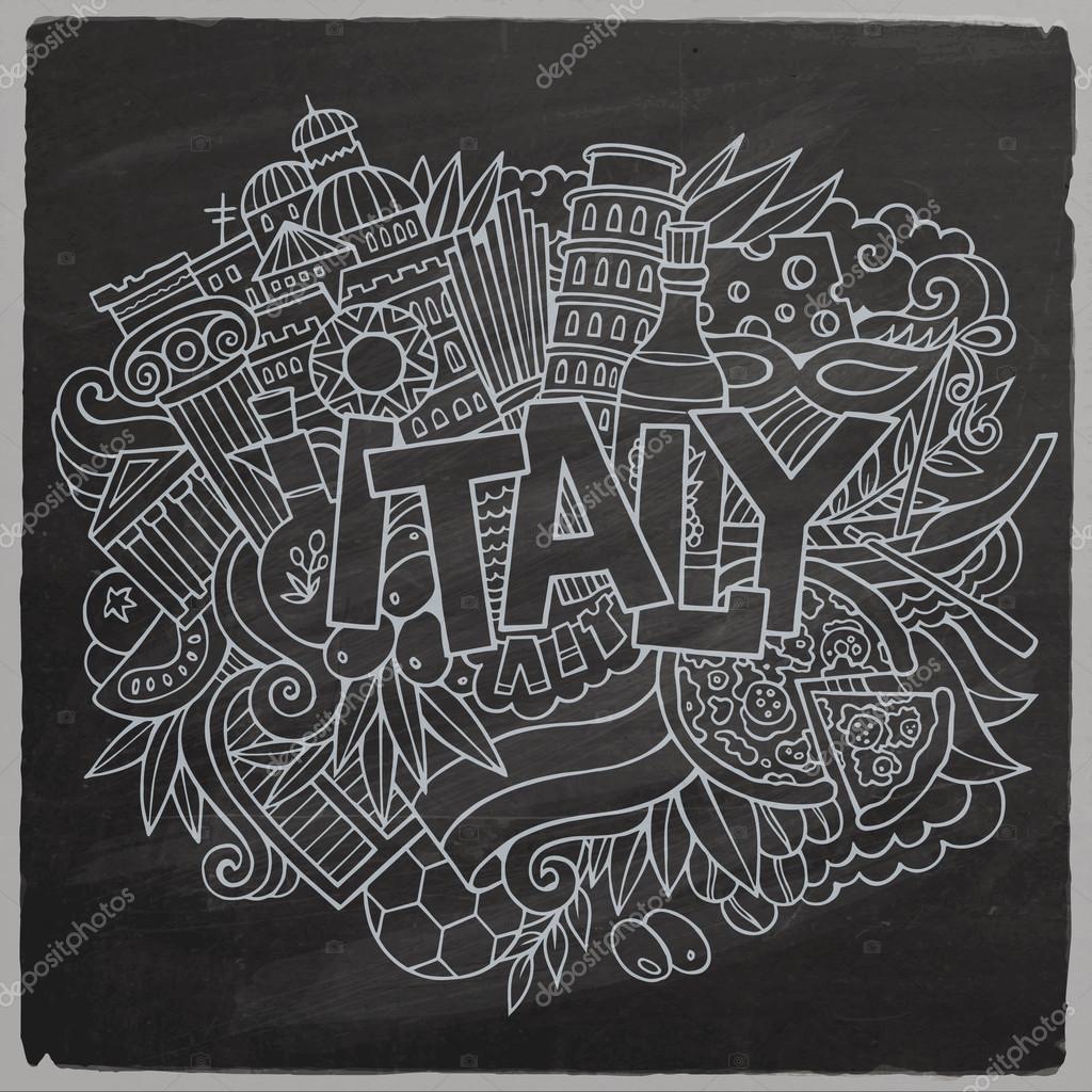 Italy hand lettering and doodles elements background Stock Vector Image ...