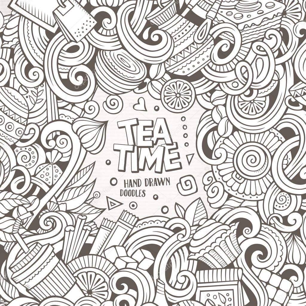 Kreskówka rysowane ręcznie gryzmoły Cafe kawiarnia tło wektor stockowy ...