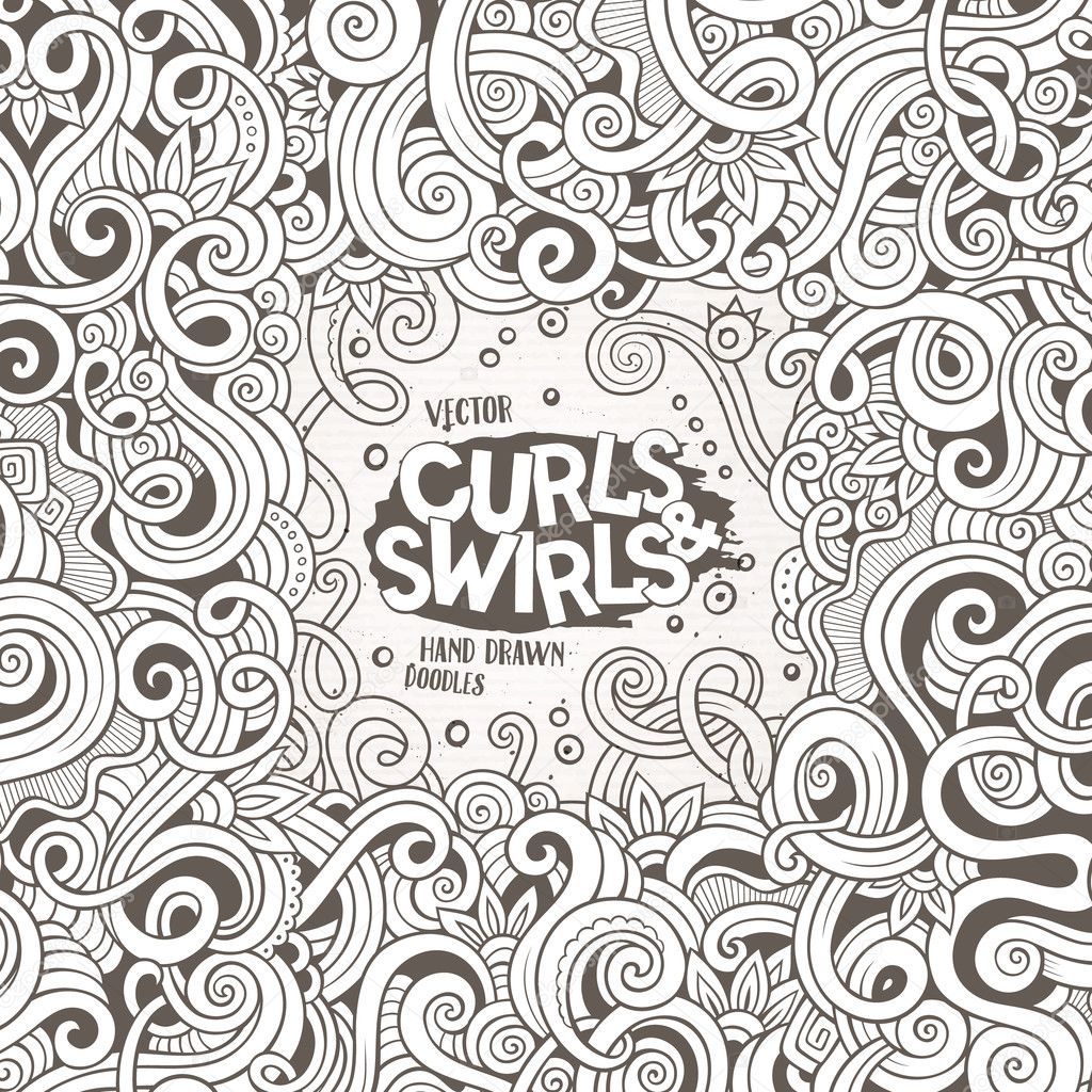 Cartoon cute doodles curls frame design — Stock Vector © 3dsparrow ...