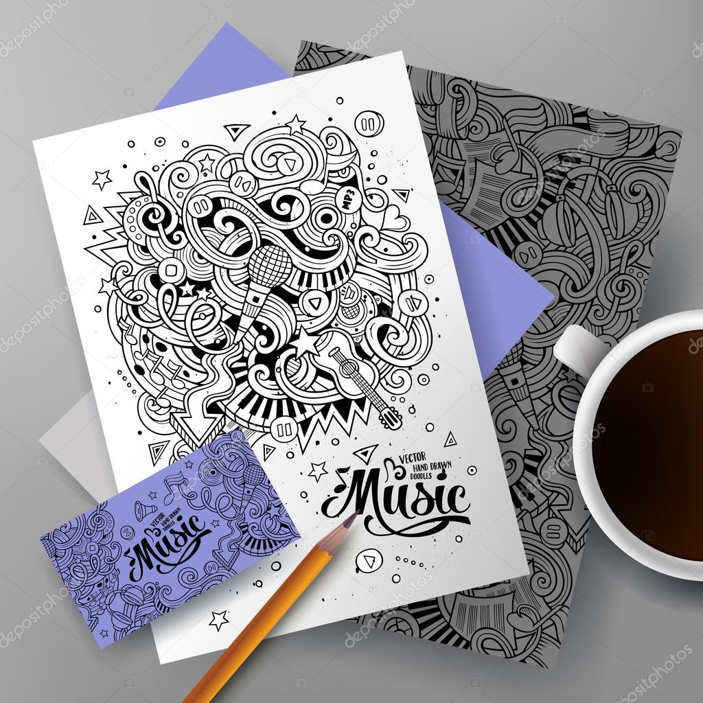Cartoon hand-drawn doodles Musical identity Stock Vector by ©3dsparrow ...