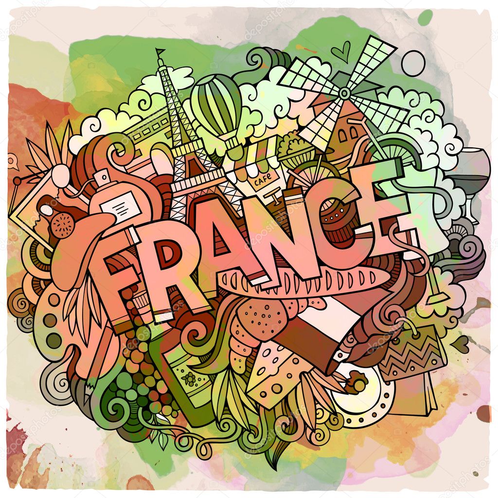 Cartoon vector hand drawn Doodle France illustration Stock Vector Image ...
