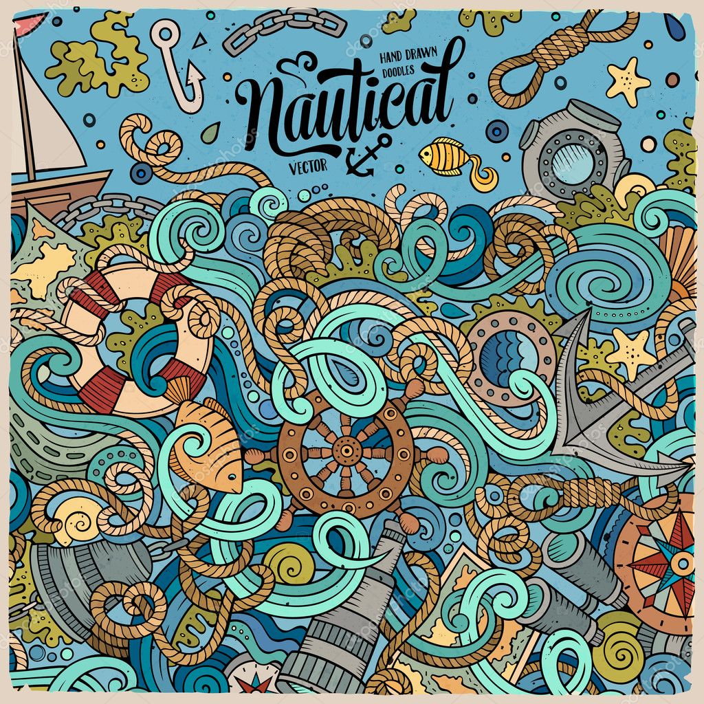 Cartoon vector nautical doodle frame Stock Vector Image by ©3dsparrow ...