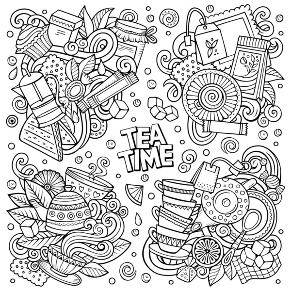 Kreskówka rysowane ręcznie gryzmoły Cafe kawiarnia tło wektor stockowy ...