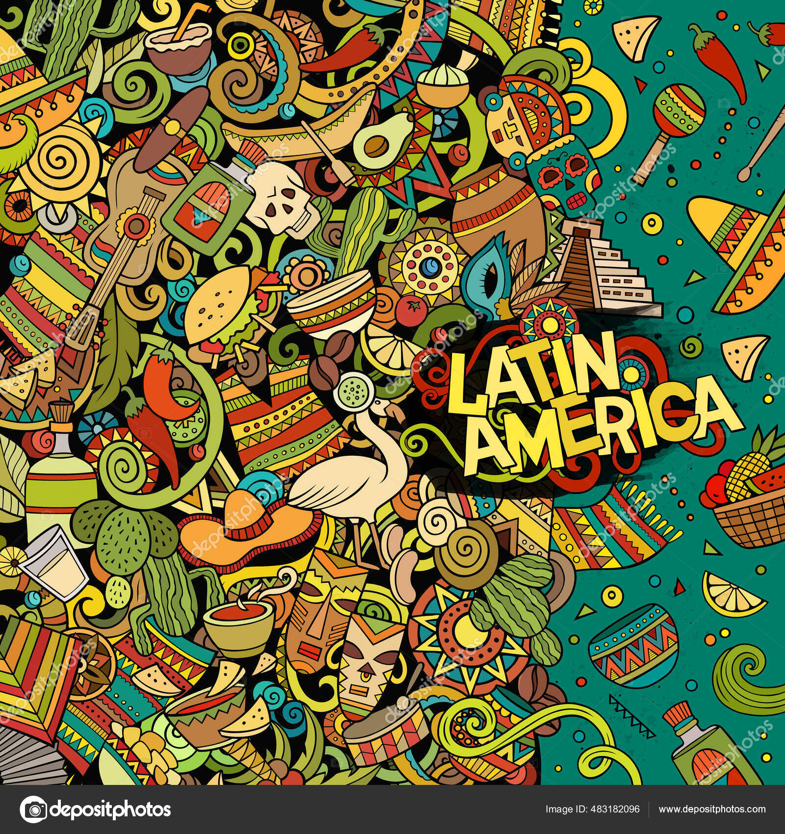 Cartoon Cute Doodles Hand Drawn Latinamerican Frame Design All Items ...