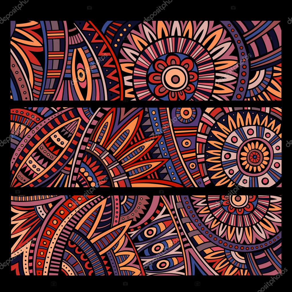 Abstract vector ethnic pattern cards set — Stock Vector © 3dsparrow ...