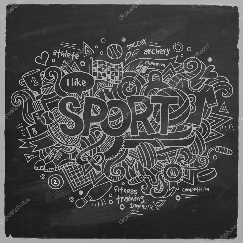 Sport hand lettering and doodles elements background. Stock Vector ...
