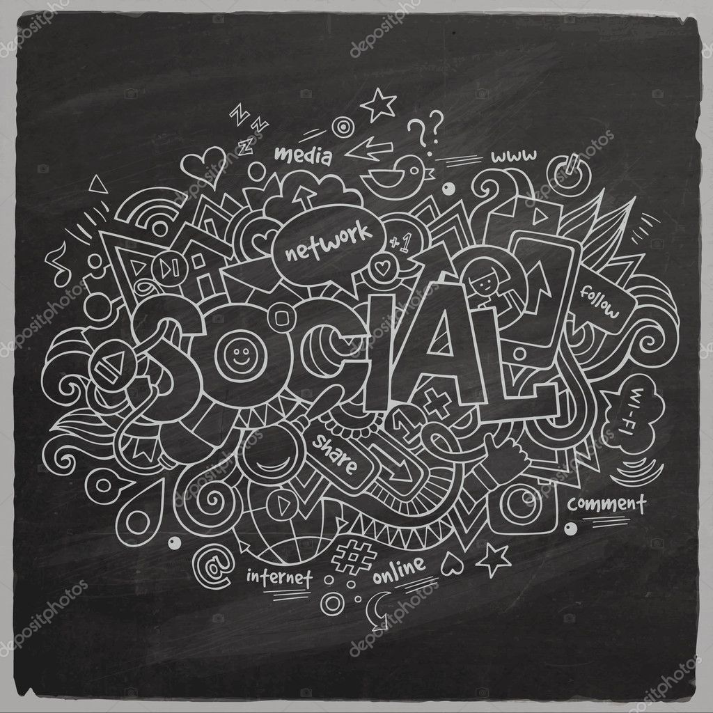 Social Vector hand lettering and doodles elements Stock Vector by ...
