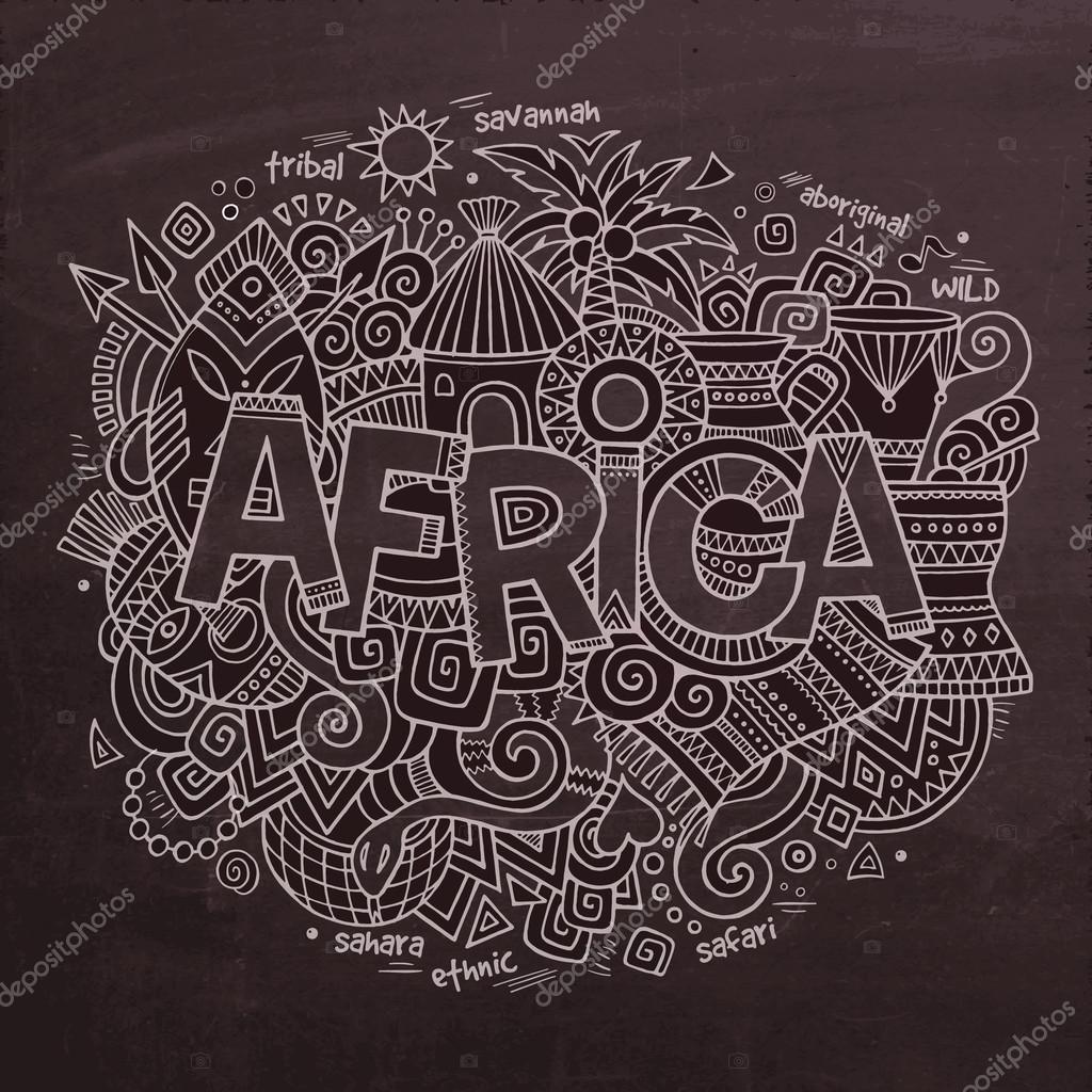 Africa Vector hand lettering and doodles elements Stock Illustration by ...