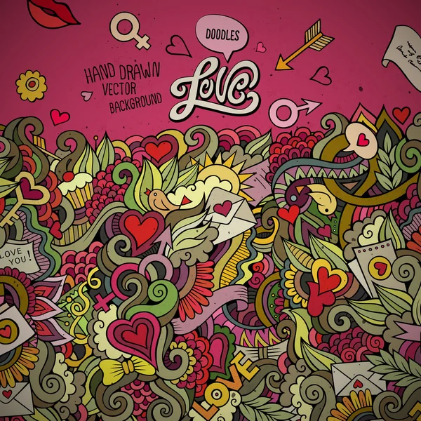 Cartoon Cute Doodles Hand Drawn Valentines Day Illustration Colorful ...