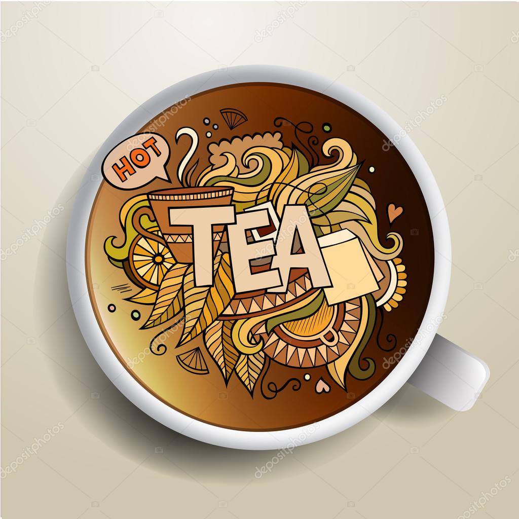 Tea hand lettering and doodles elements Stock Vector Image by ...