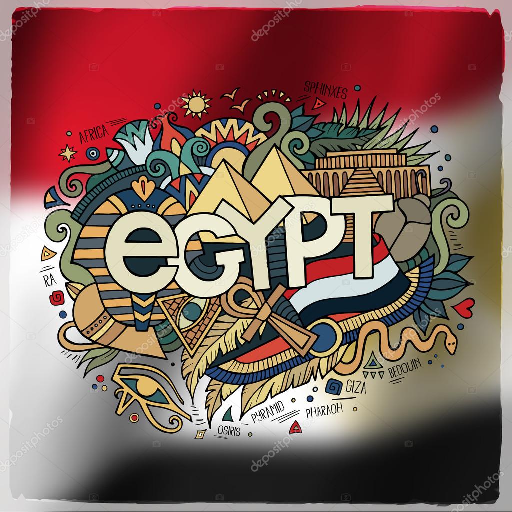 Egypt country hand lettering and doodles elements Stock Vector Image by ...