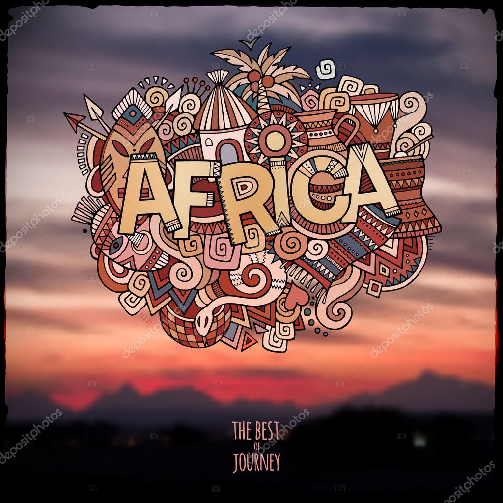 Africa ethnic hand lettering and doodles elements Stock Vector by ...