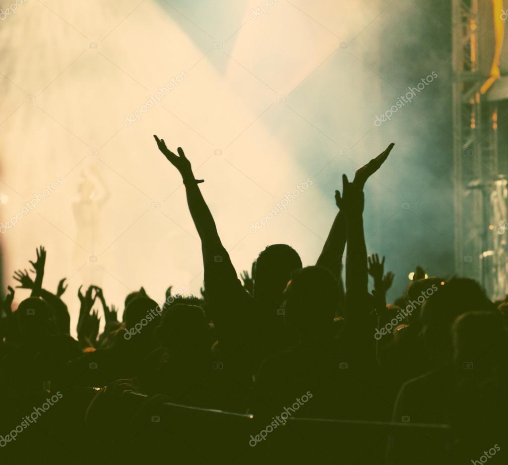 Crowd at concert - retro style photo — Stock Photo © melis82 #73869775