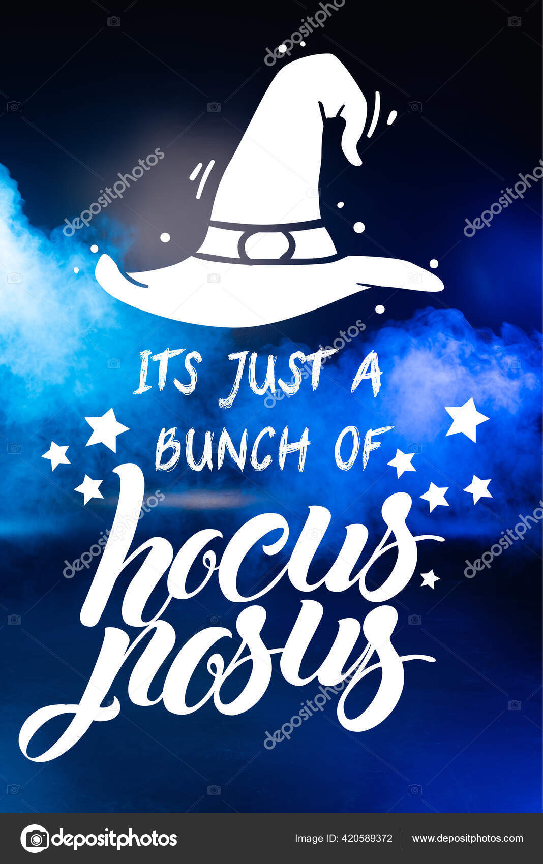 Just Bunch Hocus Pocus Lettering Blue Dark Background Smoke Stock ...