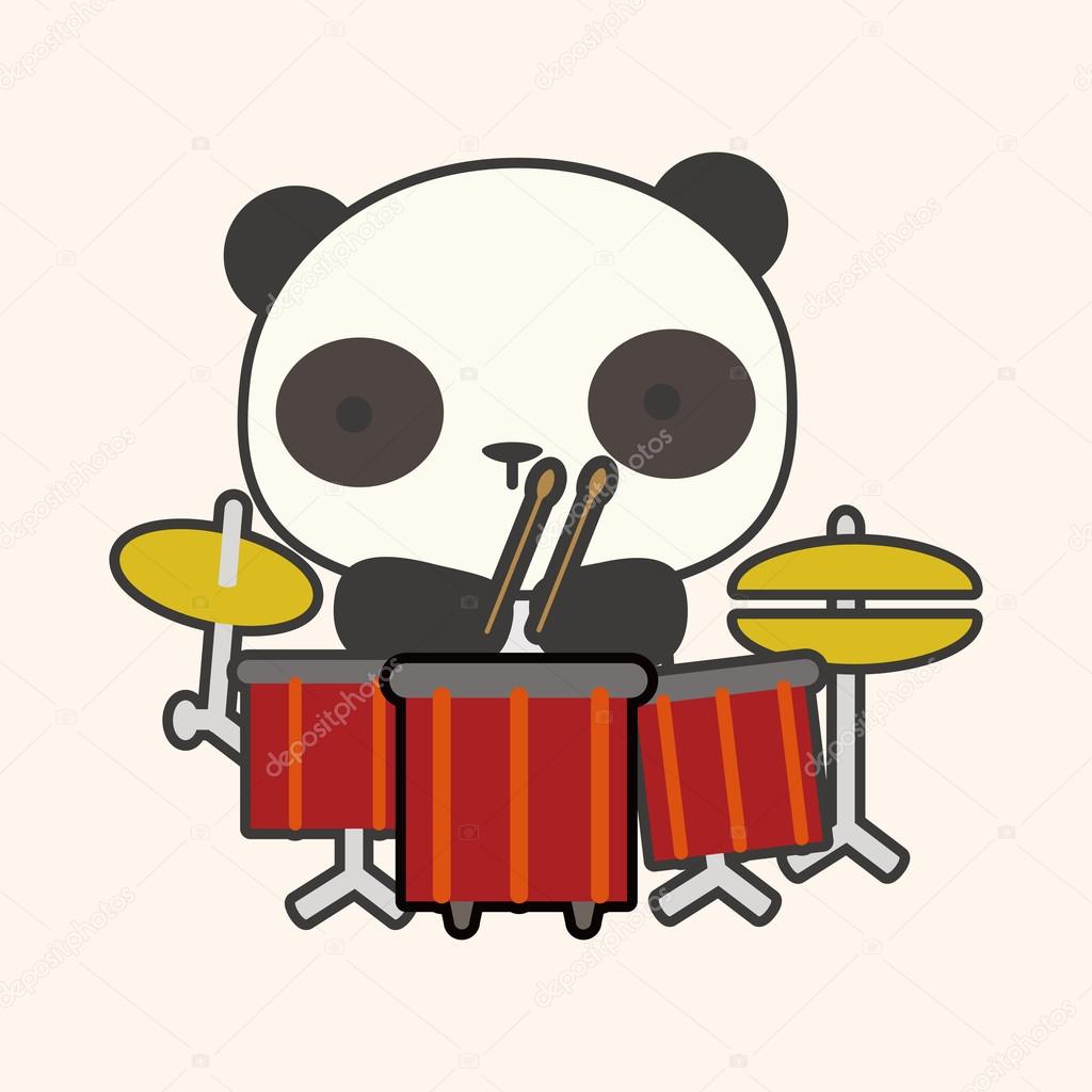 Animal panda playing instrument cartoon theme elements Stock Vector ...