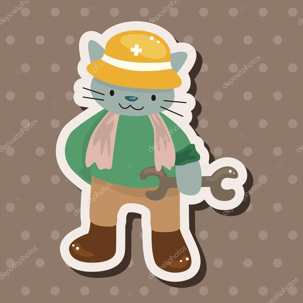 Animal cat worker cartoon theme elements Stock Vector Image by ...