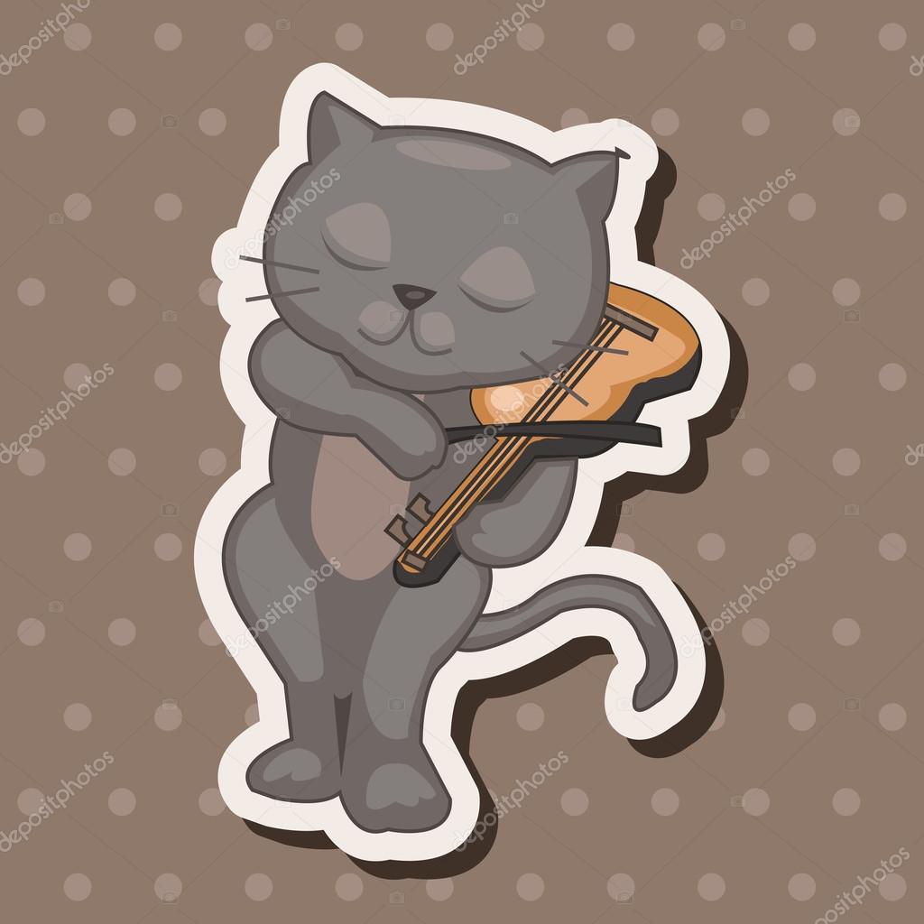 Animal cat playing instrument cartoon theme elements Stock Vector by ...