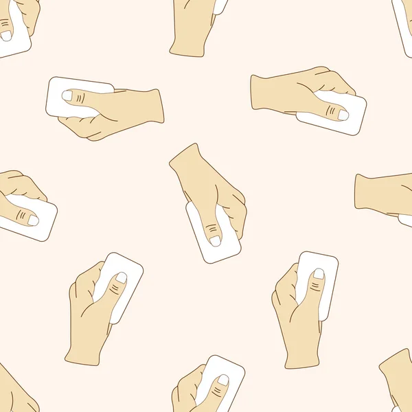 Hand holding paper , cartoon seamless pattern background Stock Vector Image by ©mocoo2003 #73668457