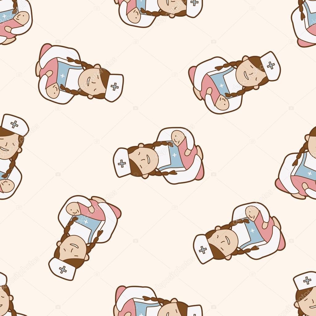 Hospital theme nurse and baby , cartoon seamless pattern background ...