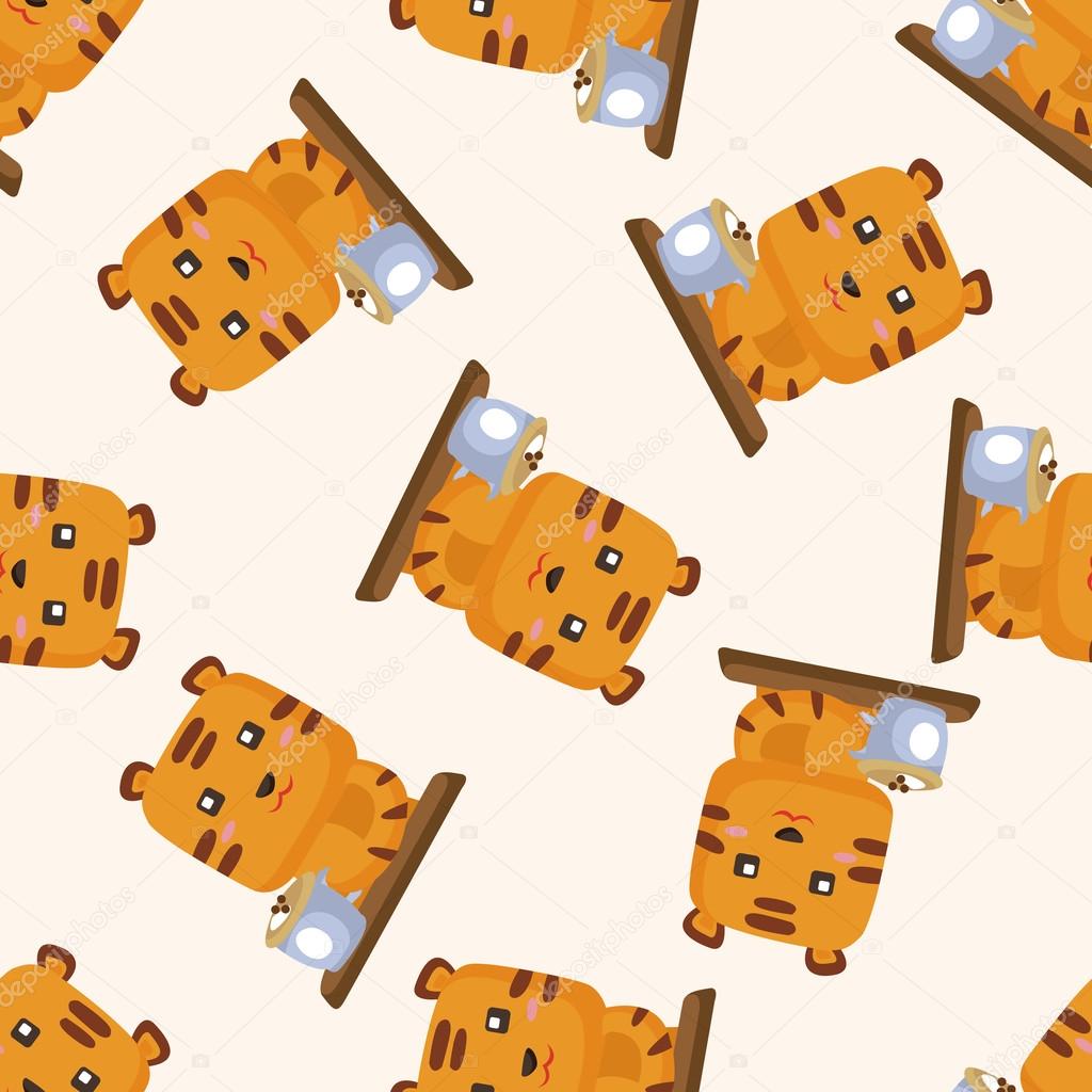 tigre animal tomando el té de la tarde, icono de la etiqueta de dibujos ...