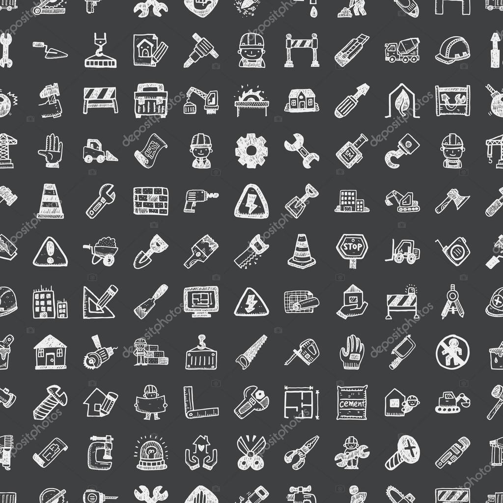 Doodle construction, seamless pattern background Stock Vector Image by ...