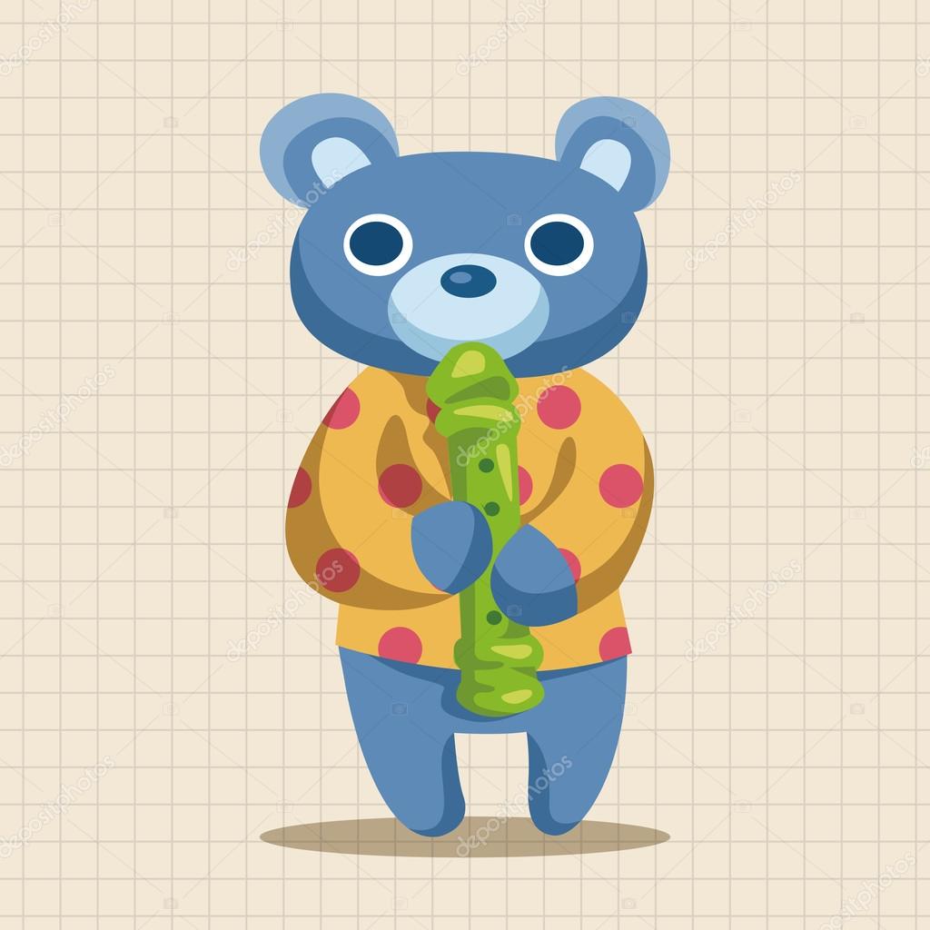Animal bear playing instrument cartoon theme elements Stock Vector ...