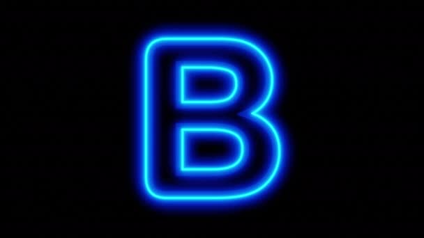 Animated blue neon letter B on a black background. Looped animation. 3D ...