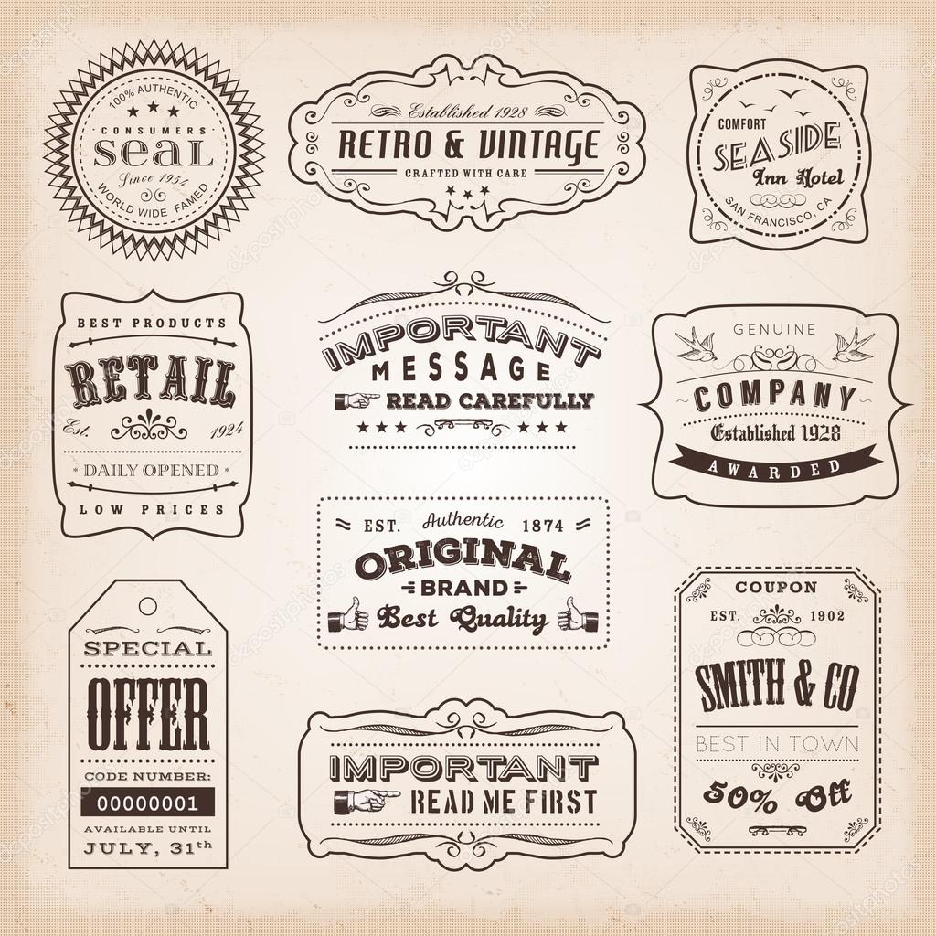 Vintage And Old-Fashioned Labels And Signs Stock Vector by ©benchyb ...