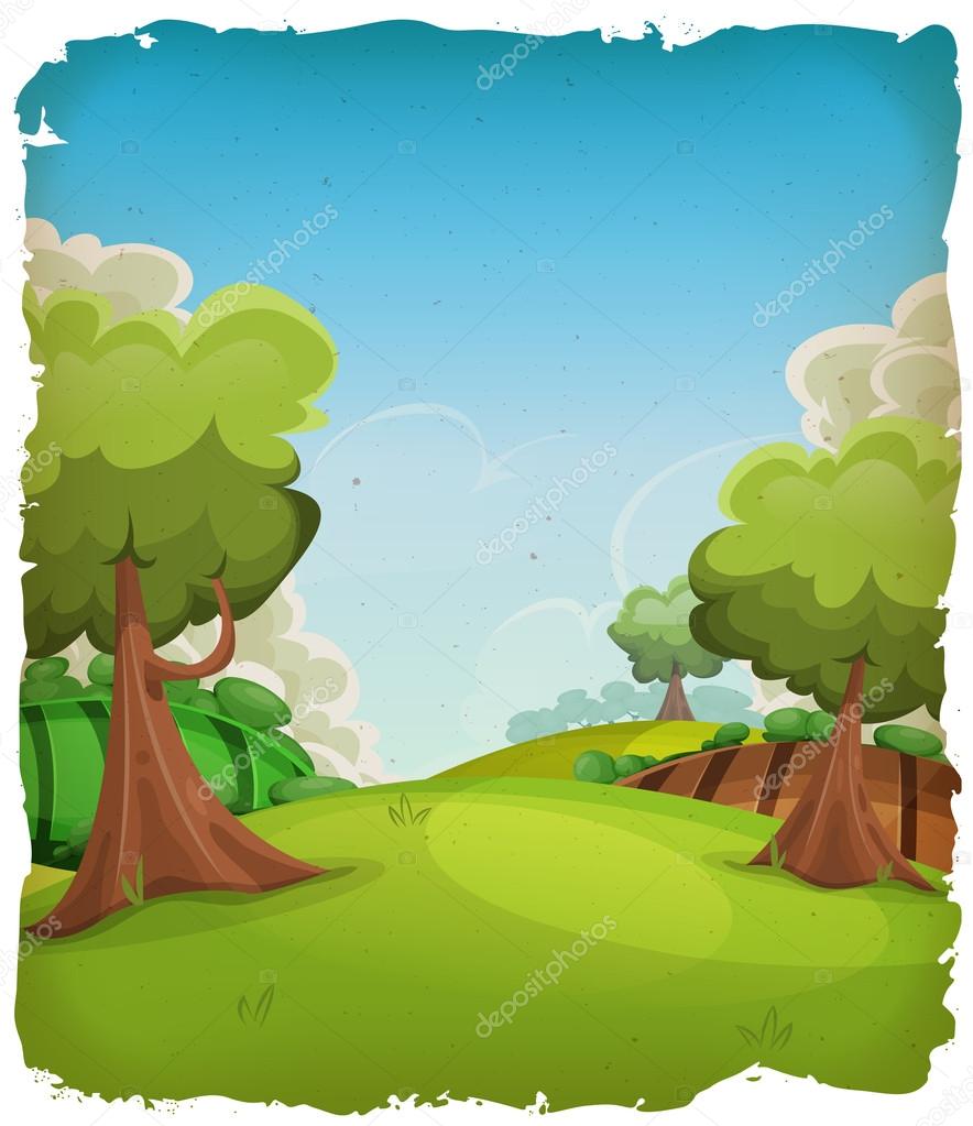 Fondo de paisaje rural de dibujos animados Vector de stock #96154110 de ...
