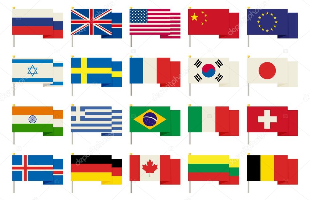 Flags icons in flat style. Stock Vector by ©Mix3r 111790184